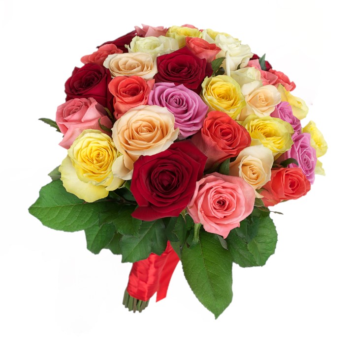 Multi-coloured roses bouquet - Italian Flora
