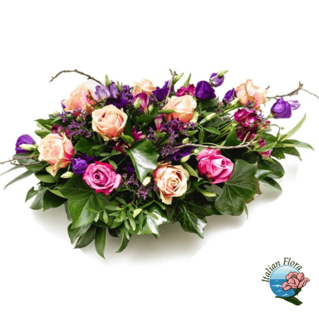 Purple and pink Funeral arrangement - Italian Flora