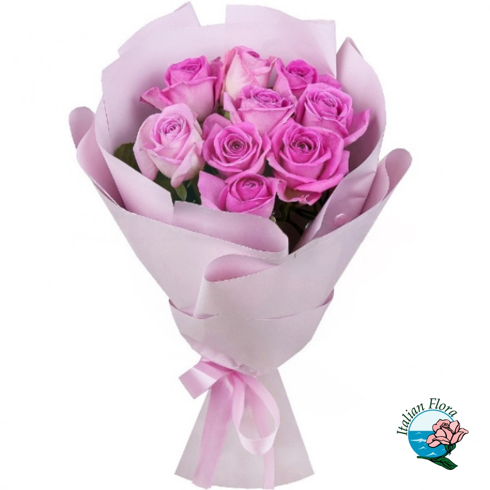 Bouquet of 9 pink roses - Italian Flora