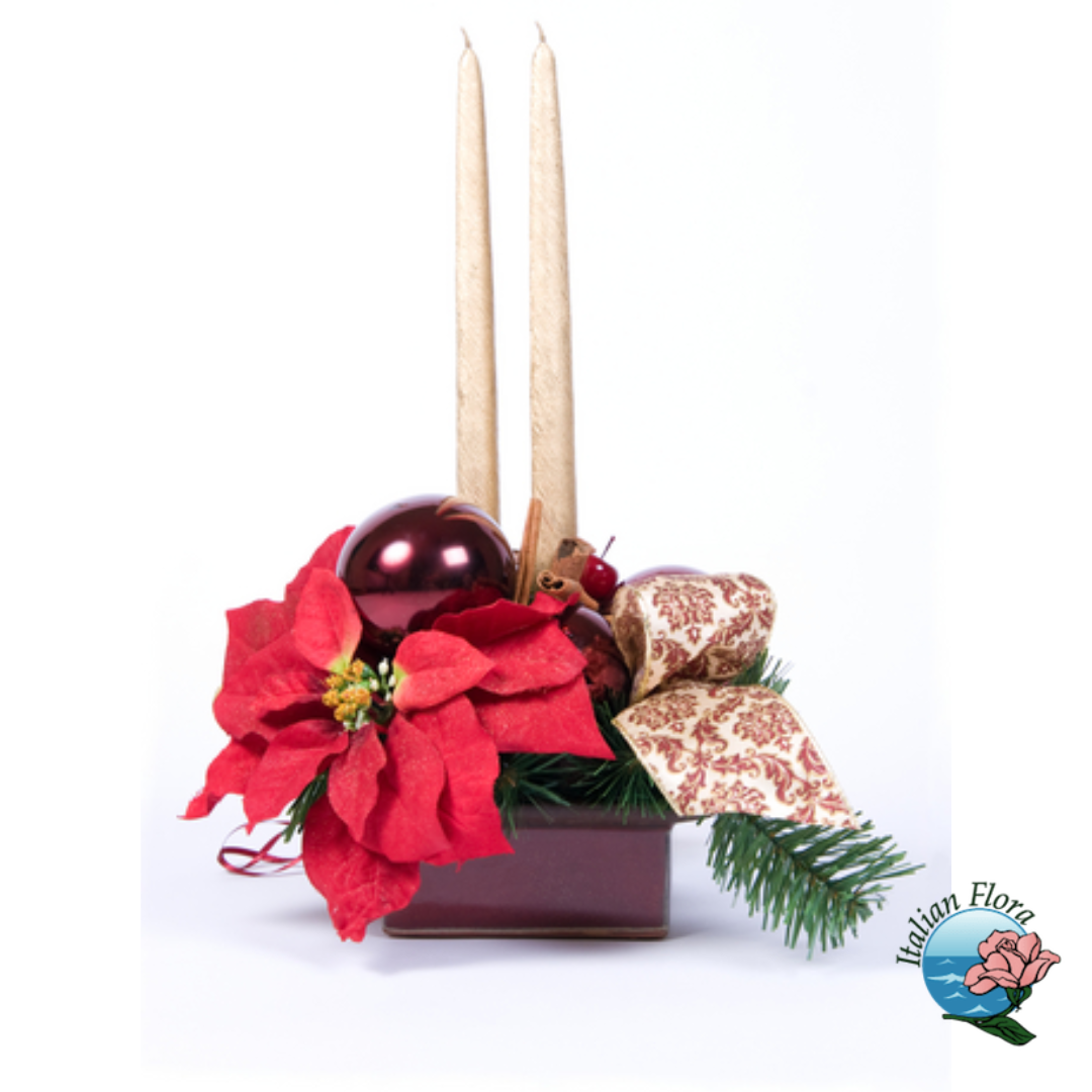 Kersfees middelpunt met kerse en versierings - Italiaanse Flora